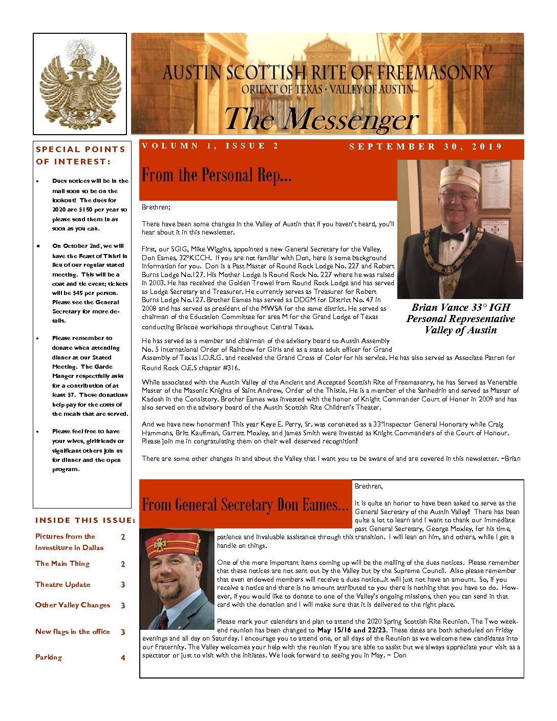 Austin Valley Scottish Rite of Freemasonry | NEWSLETTER