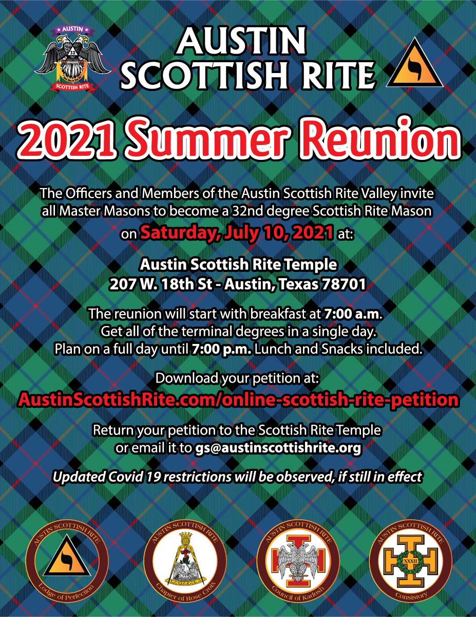Austin Valley Scottish Rite of Freemasonry | Saturday, July 10th: 2021 ...