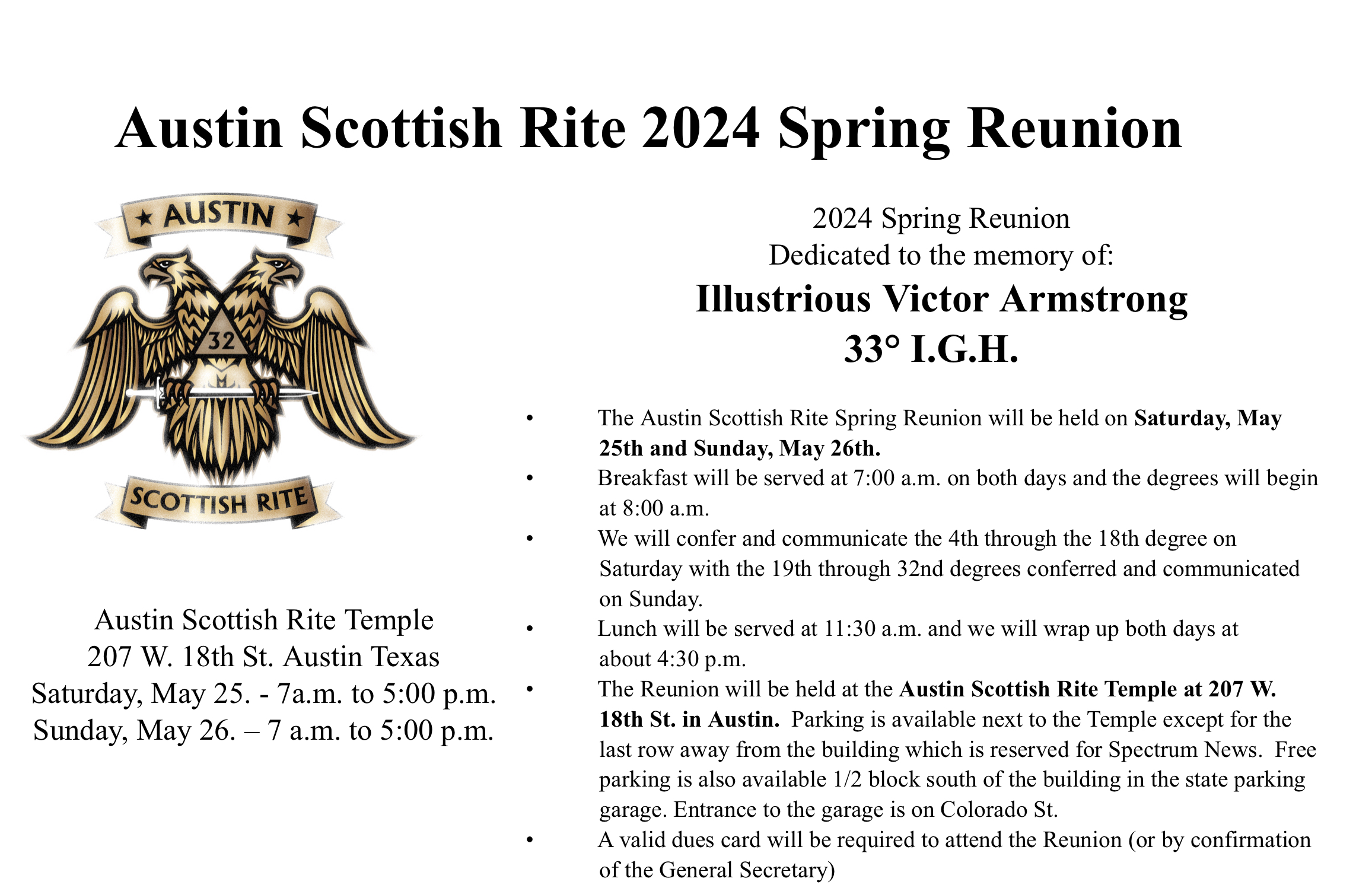 Austin Valley Scottish Rite of Freemasonry | Austin Scottish Rite 2024 ...
